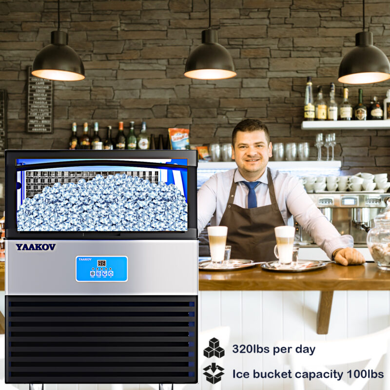 YAAKOV Commercial ice machine maker 450LBS/24H Commercial ice maker ...
